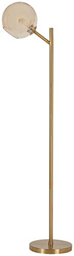 Signature Design by Ashley Abanson Contemporary 62.5" Floor Lamp with Glass Shade and On/Off Foot Switch, Gold