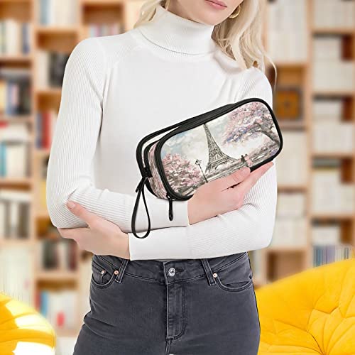 ALAZA France Paris Eiffel Tower European Watercolor Capacity Pencil Case Pen Holder Boxes for for Student School Office