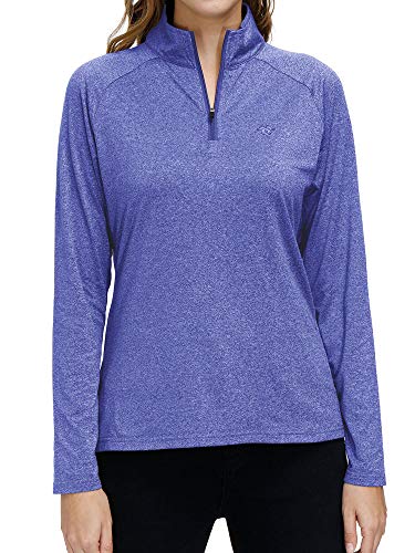 AjezMax Long Sleeve Running Shirts Womens Half Zip Pullover Athletic Workout Tops Sky Blue S