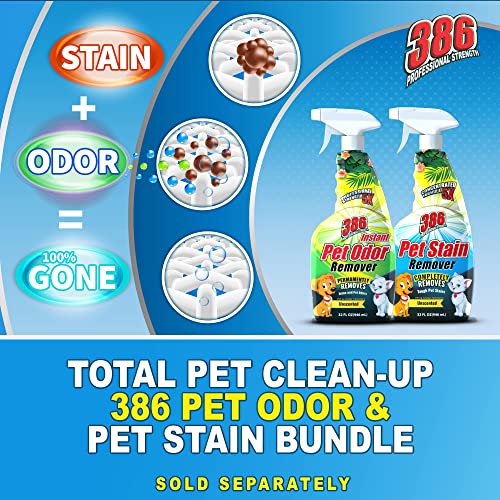 386 Professional Strength Pet Odor Eliminator for Home β Premium Odor Neutralizer for All Surfaces - Multipurpose Urine Remover for Dogs and Cats β Unscented, Long-Lasting No Enzyme Formula