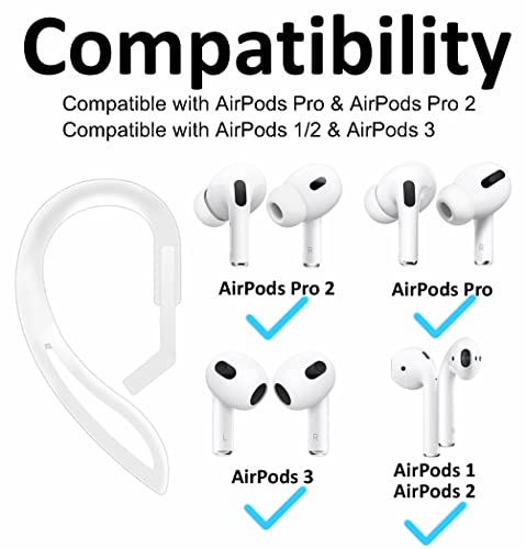 Adjustable Ear Hooks Compatible with AirPods Pro 2 2022 Release [ Anti-Slip ], 360 Degree Rotation Adjustment Earhooks Sport Holder Wings Compatible with AirPods 3 2 1 & Pro 4 Pairs Translucent
