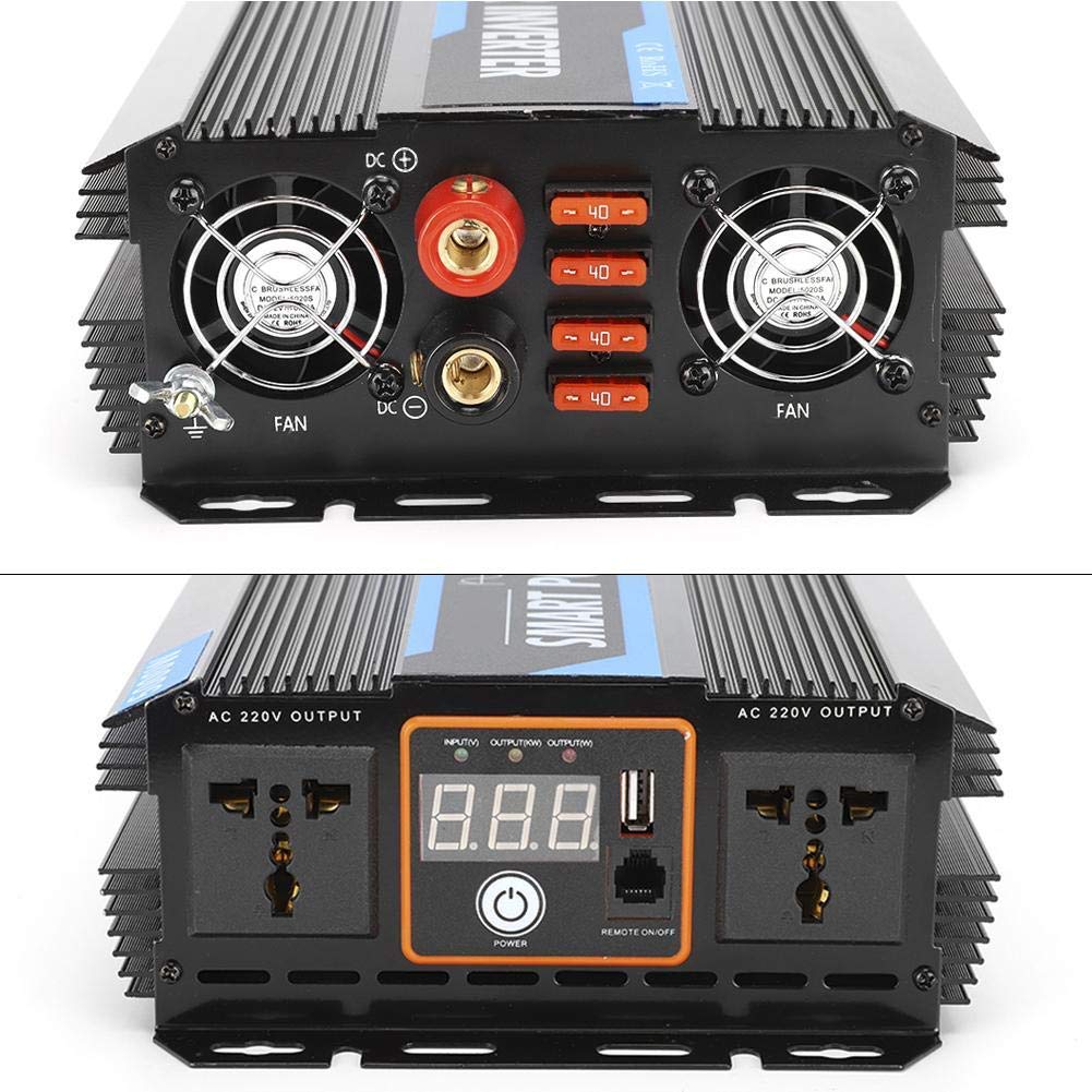 2000W Power Inverter, 5000 Watt Peak, Modified Sine Wave Power Inverter with USB AC Adapter and Remote Switch for Home Car RV Outdoor Emergency, Peak Power 5000W Rated Power 2000W, 12V to 220V