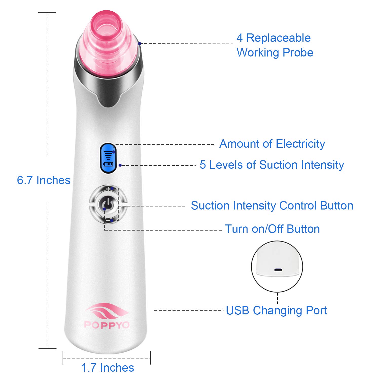 Blackhead Remover Pore Vacuum Electric Blackhead Extractor Tool Comedo Removal Suction Beauty Device for Women(Pink)
