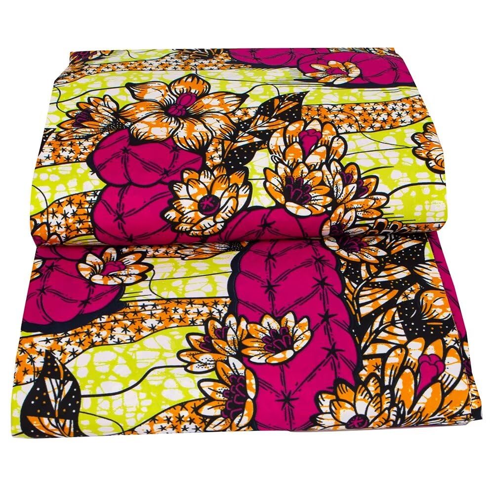 6 Yards Kente African Fabrics Bright Color Polyester African Cloth by Yard Ankara Fabric Sewing for Crafts