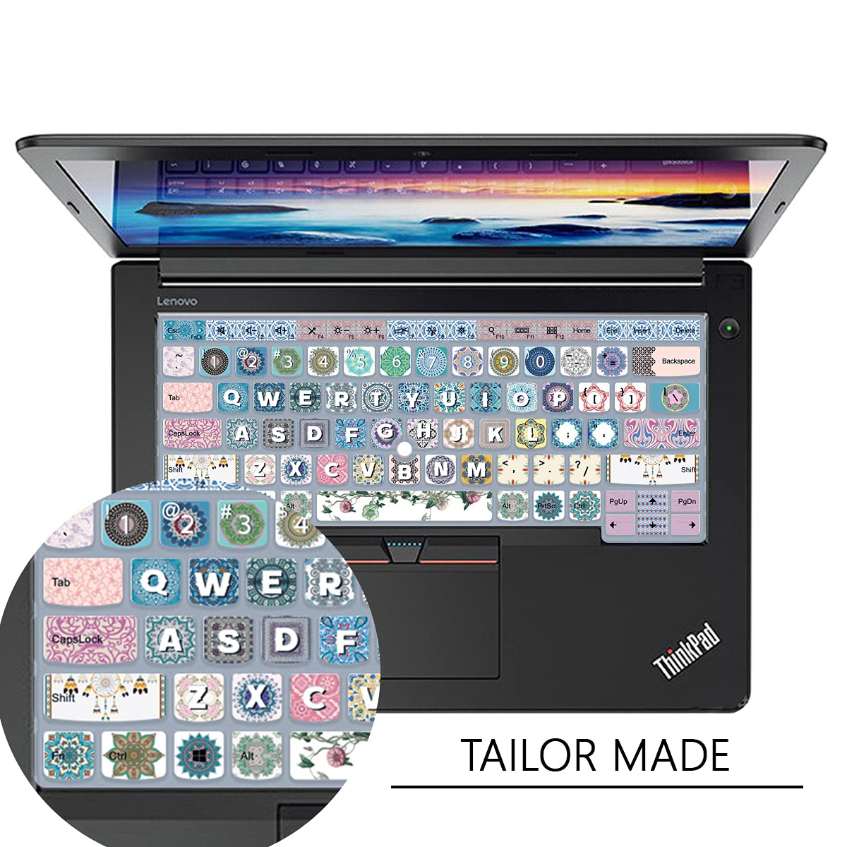 WYGCH Silicone Keyboard Cover for Lenovo IdeaPad ThinkPad E430,E430C,E435,E330,E335,E445,E435,S430,L330,T430U Protector Skin-Bohemian Style