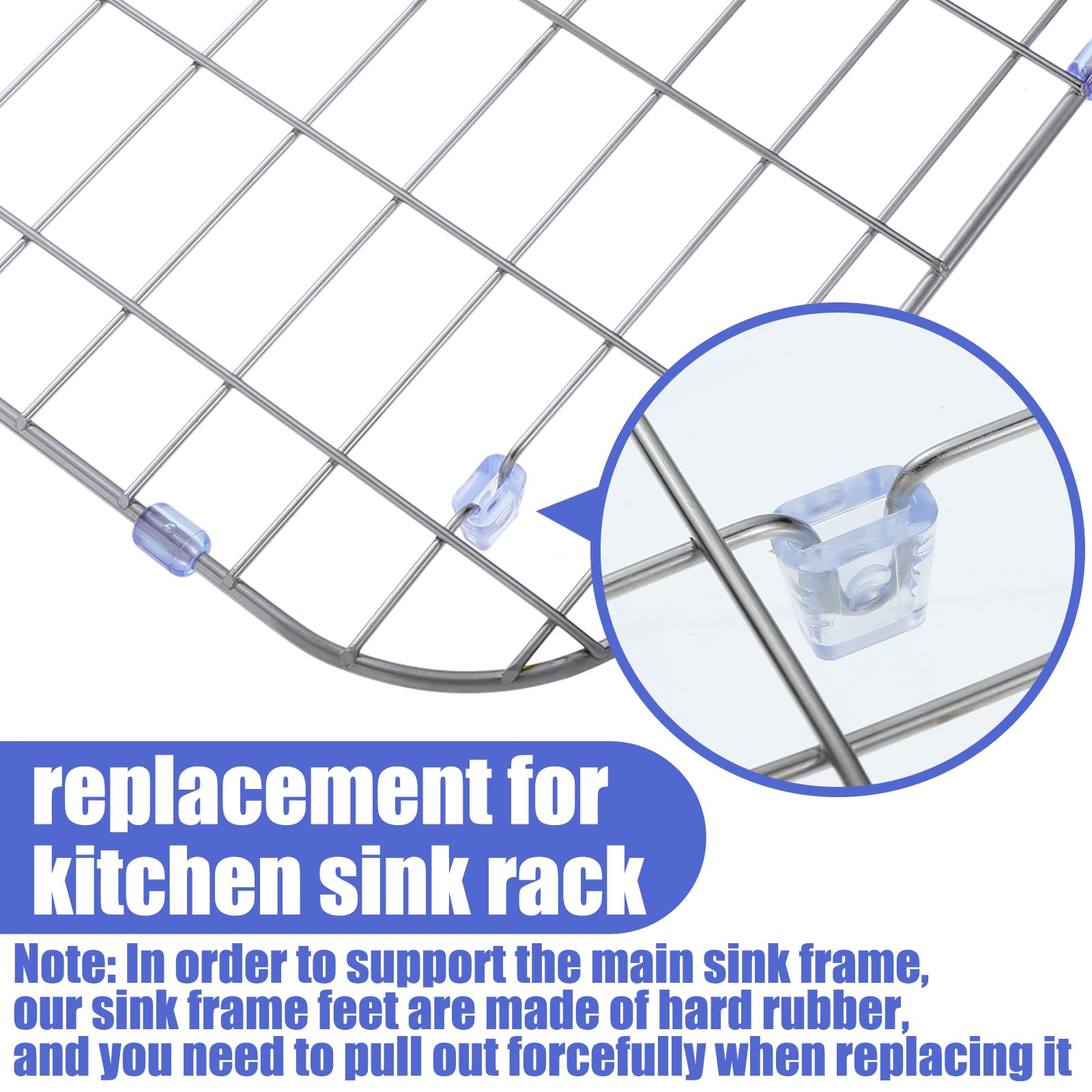 30 Pieces Kitchen Sink Rack Rubber Feet for Kitchen Sink Grid 30 Pieces Rubber Wire Bumpers Sink Protectors for Kitchen Sink Sink Replacement Parts (Gray) (Clear)