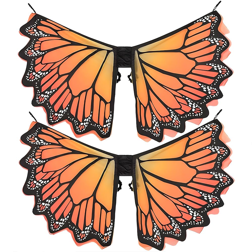 Amscan Orange Monarch Wings Accessory - 24.5 x 53 (Pack of 2) - Stunning, Premium Quality Costume, Perfect for Halloween, Cosplay, and Dance Performances