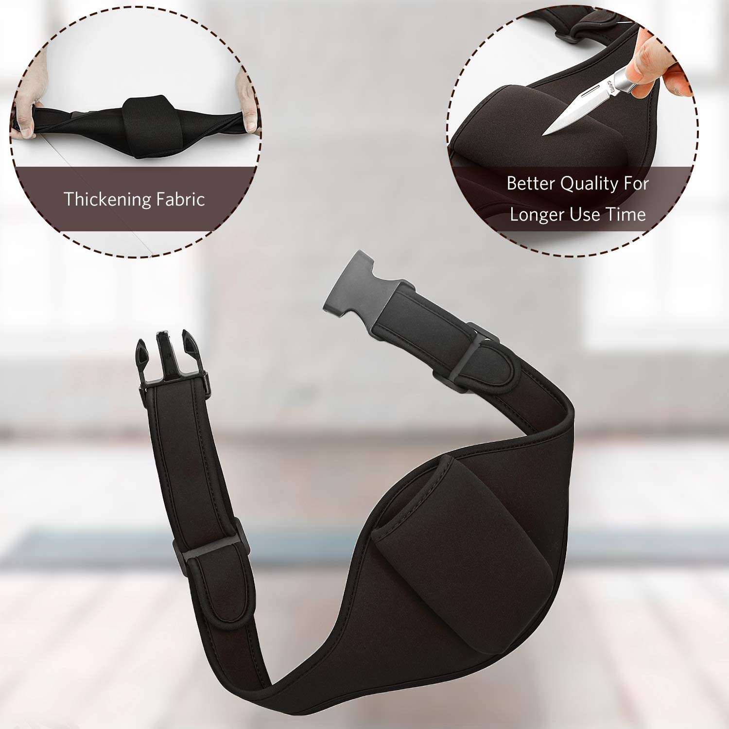 2 Pieces Mic Belt Pack Fitness Instructor Microphone Belt Pouch Carrier Holder Adjustable Waist Bag Neoprene Sweat Absorbent Belt for Theater, Speakers Classic Black