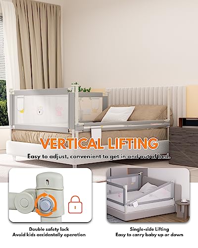 Athradies Bed Rails for Toddlers, 3 PCS Extra Long Toddler Bed Rails for Kids, Height Adjustable Baby Bed Rail Guard, Bed Rails for Full Size Bed