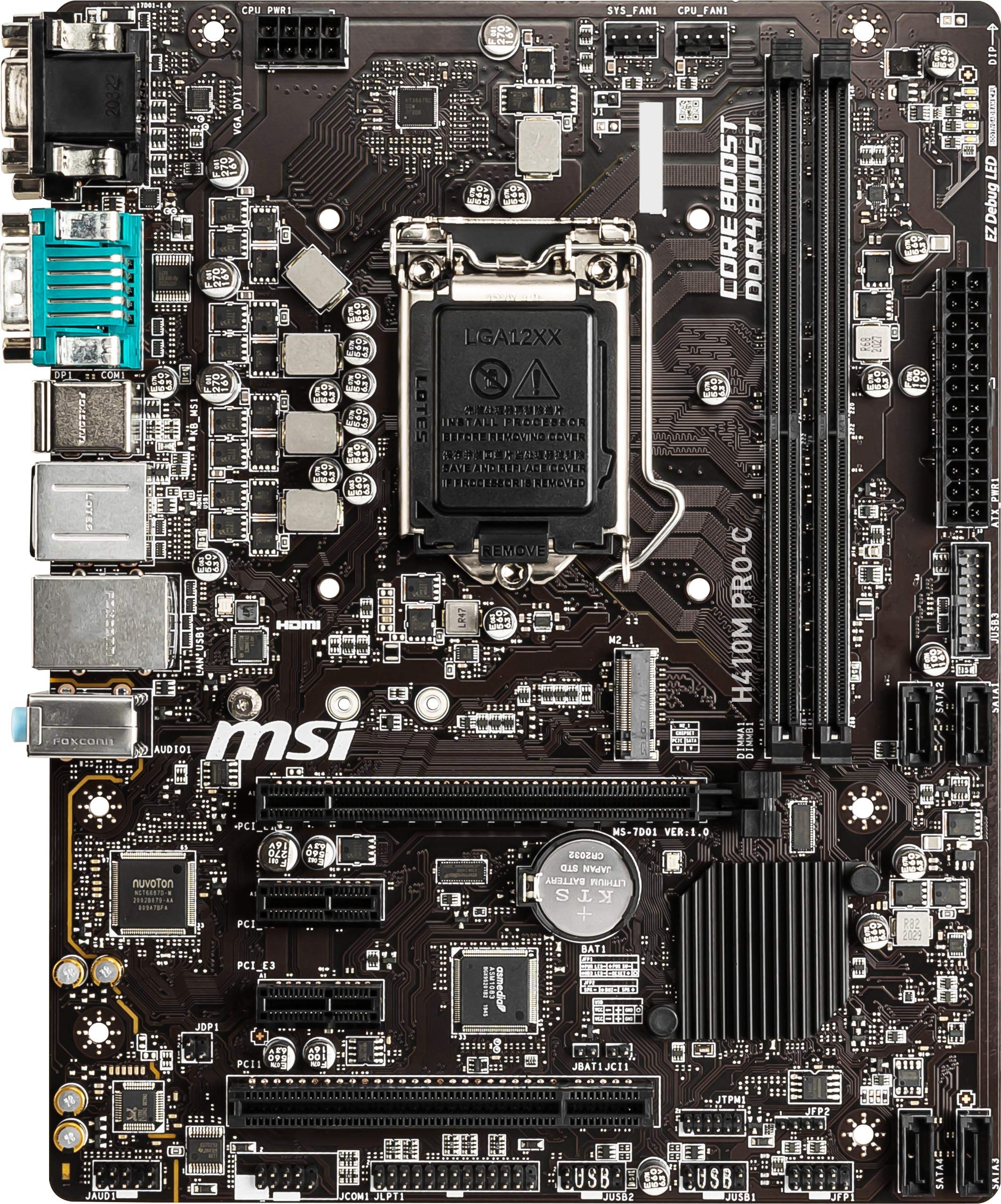 MSI H410M PRO-C ProSeries Motherboard (mATX, 10th Gen Intel Core, LGA 1200 Socket, DDR4, M.2 Slot, USB 3.2 Gen 2, 2.5G LAN, D-Sub/DVI/HDMI/DP)