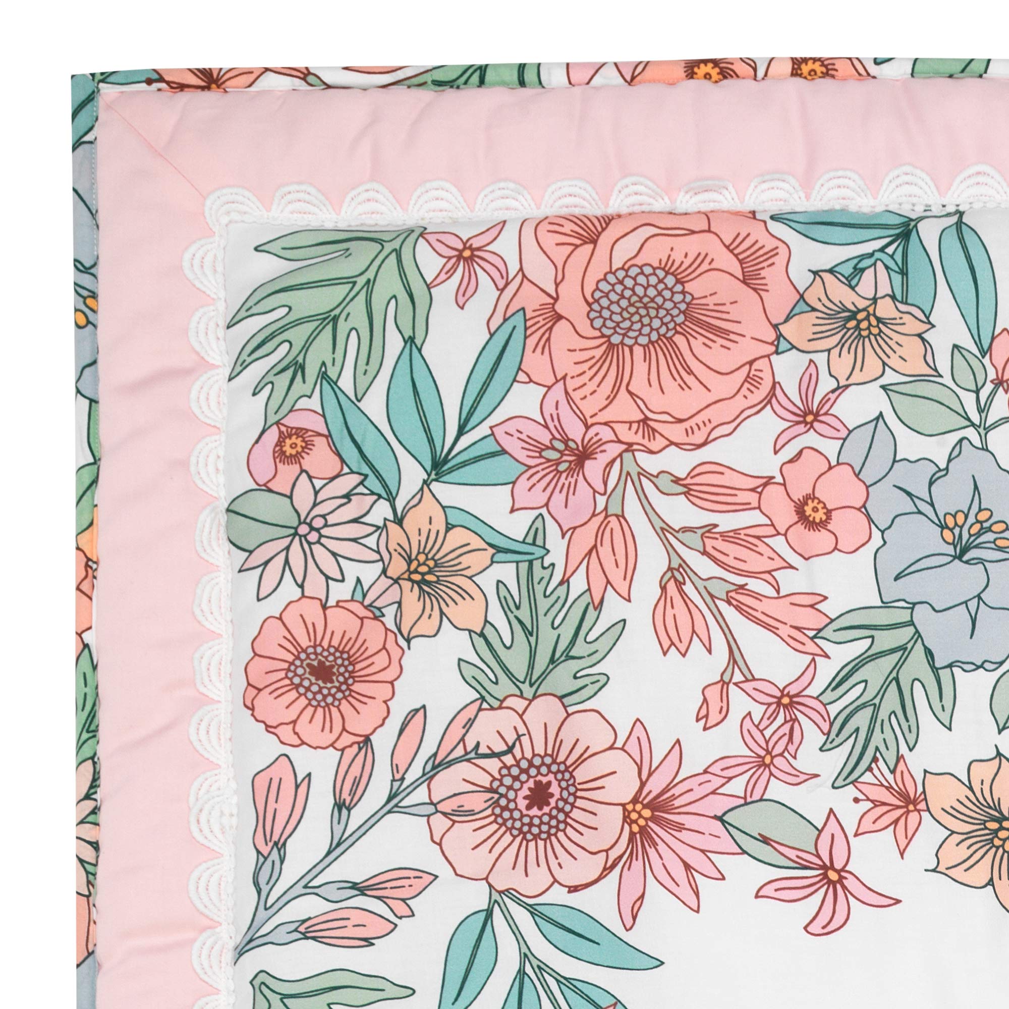 Lambs & Ivy Giraffe and a Half Pink/Gray 4-Piece Nursery Baby Crib Bedding Set