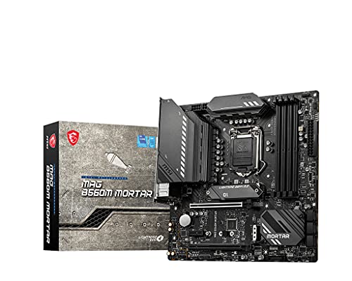 MSI MAG B560M MORTAR Gaming Motherboard (mATX, 11th/10th Gen Intel Core, LGA 1200 Socket, DDR4, PCIe 4, CFX, M.2 Slots, USB 3.2 Gen 2, 2.5G LAN, DP/HDMI)