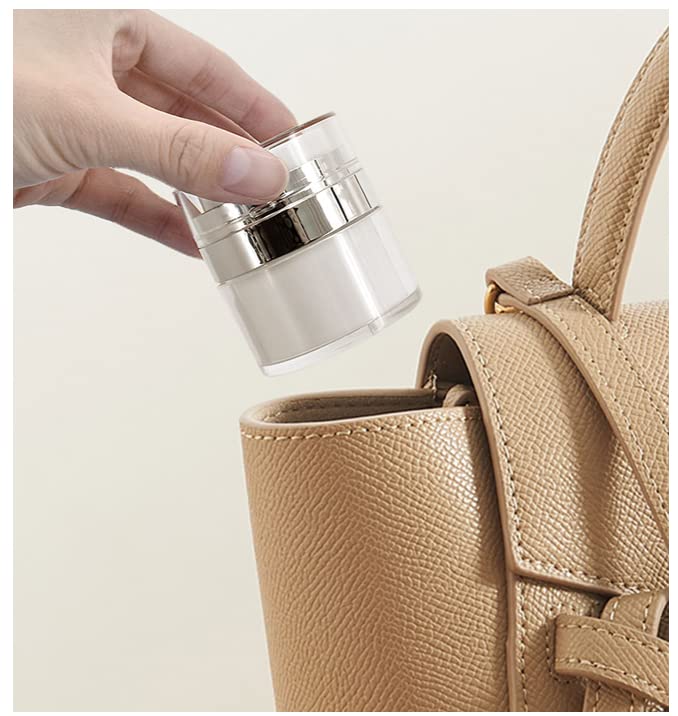 2/3-pack Airless Pump Jar empty cosmetic jar cream jar refillable bottle for moisturizer moisture container for travel push down pump Airless Pump Bottles dispenser for facial face makeup lotion cream (1 oz+1.7oz jar)