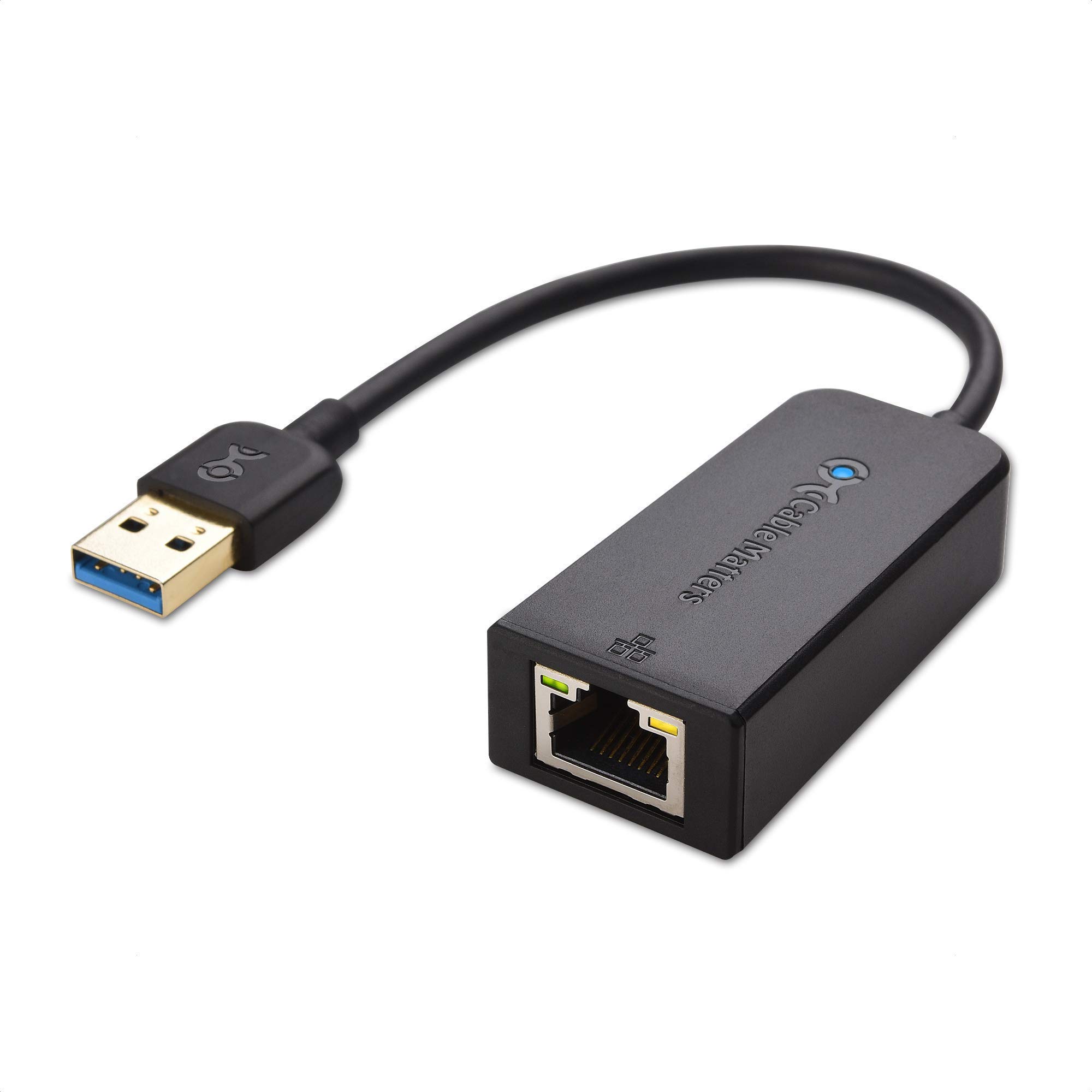 Cable Matters USB to Ethernet Adapter (USB 3.0 to Ethernet) Supporting 10/100/1000 Mbps Ethernet Network in Black & Snagless Cat6 Ethernet Cable