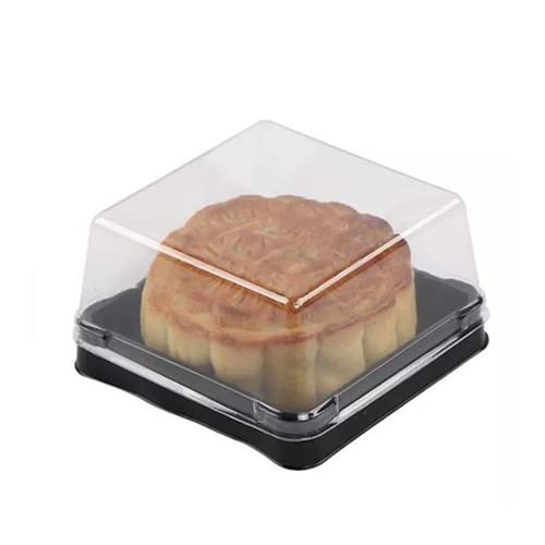 50 Pack black bottom Clear cover plastic mini cake box - muffin box - moon cake box - mung bean cake snow Mei Niang box(bottom 2 1/2 Inch X high 1-1/2 Inch)