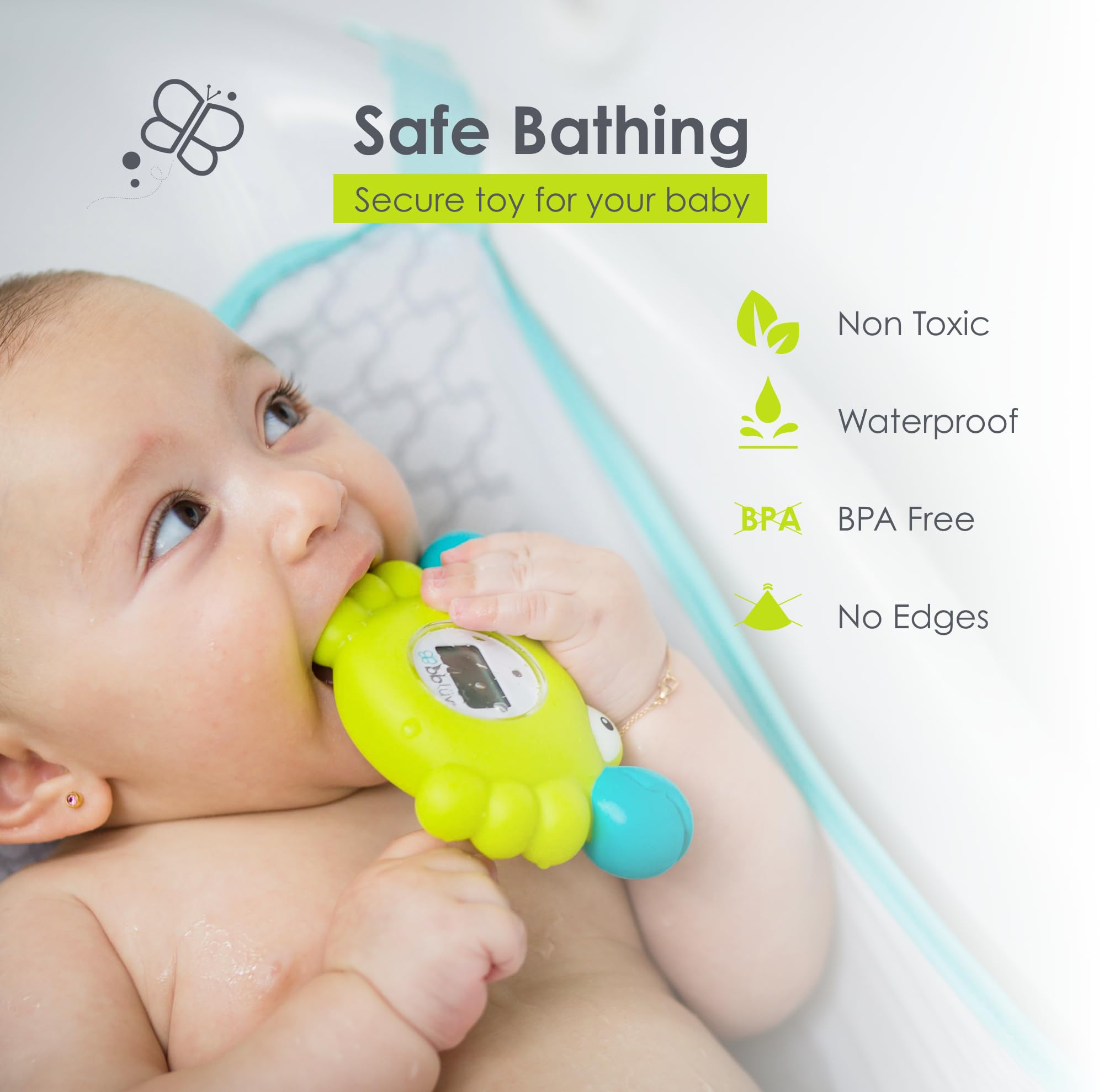 bblüv Kräb | 3-in-1 | Baby Bath Thermometer | Floating Baby Water Thermometer & Room Thermometer | Bathtime Toy for Accurate Celsius Measurement
