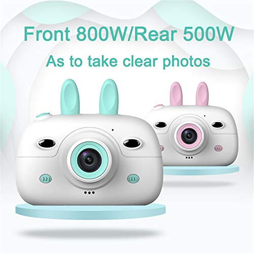 MCJL Child Camera Child Digital Camera Photograph Print Camera Cartoon Rabbit Video Recorder 1080P High List Anti Dual Lens 2.4 Inch IPS Screen,Pink,No Memory Card