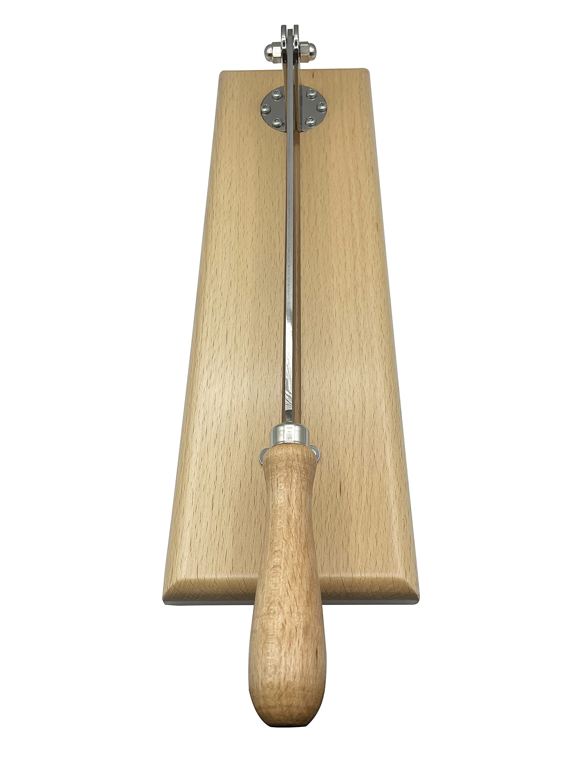 ROGER ORFEVRE Made in France Serrated Edge Sharp Premium Full Tang Stainless Bread Knife / Cutter With Natural Wood Rest And Varnished Beechwood Handle, 9.5-in