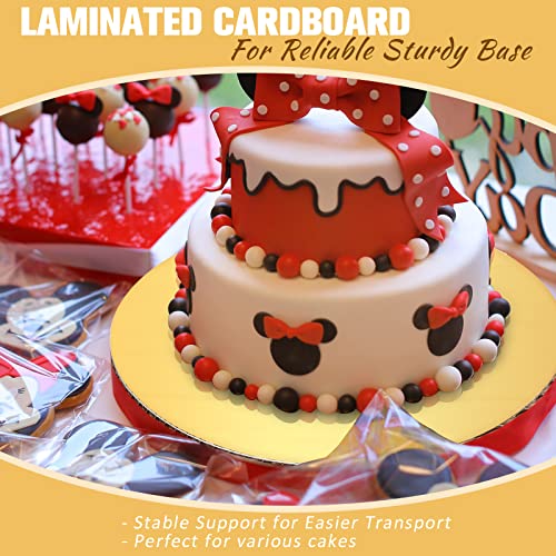 50 Pack Round Cake Boards 8" Gold Circle Cake Base Cardboard Cake Round Grease Proof Disposable Cardboard for Baking Cake Pizza