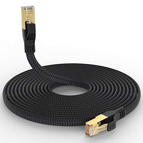 Mukodi Ethernet Cable 15 ft Flat Cat 7 Ethernet Cable Shielded Cat7 LAN Network Cable High Speed Gigabit Patch Cords with RJ45 Connector for Gaming PS4, Xbox,Router, Computer