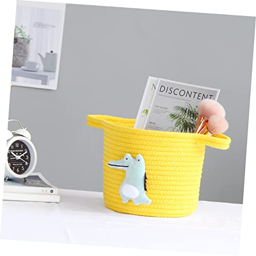 Beatifufu Tv Controller Holder Desktop Sundries Organizer Storage Basket Toy Container Woven Tray Fruit Containers Bracket Storage Box Storage Bucket Storage Rope Cell Phone Yellow Child