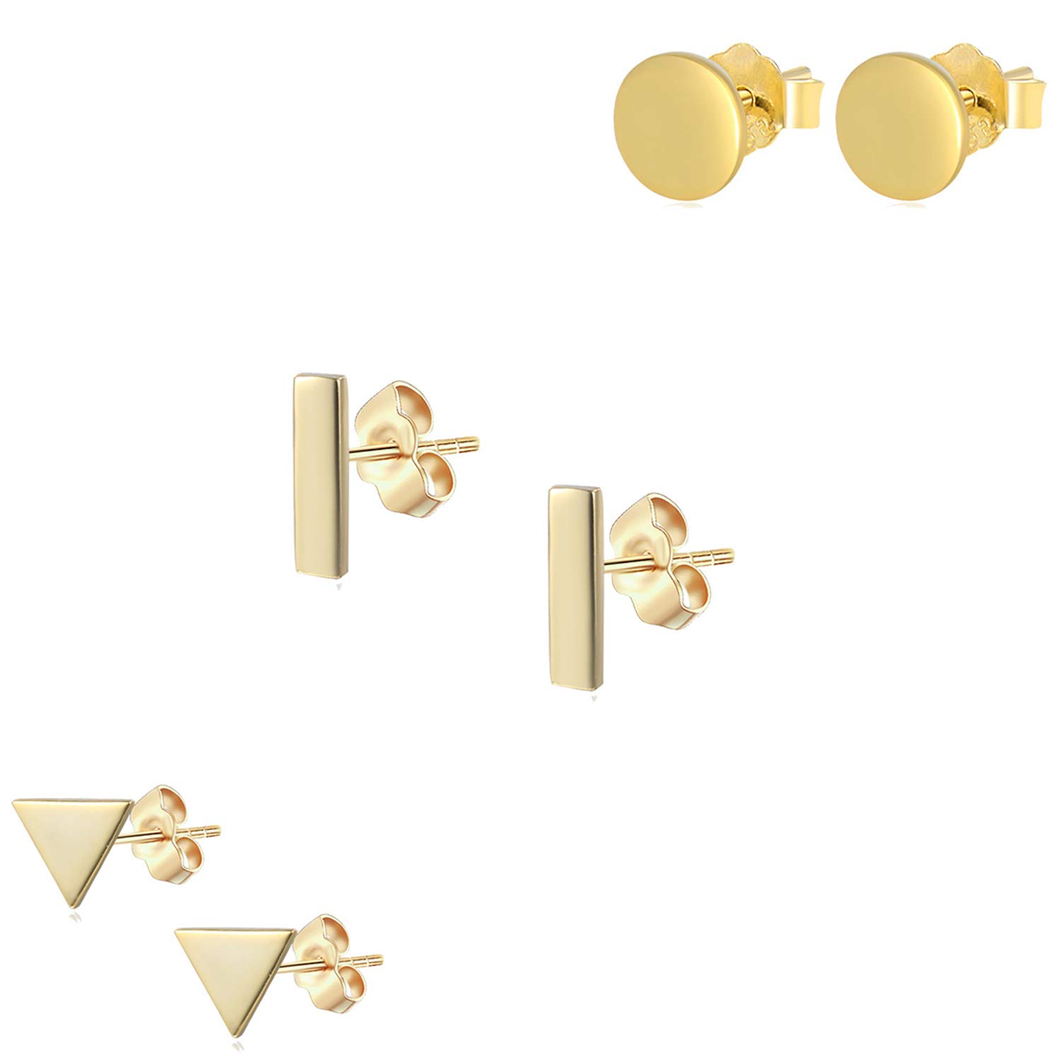 18K Gold Plated Sterling Silver Gold Bar Stud Earrings