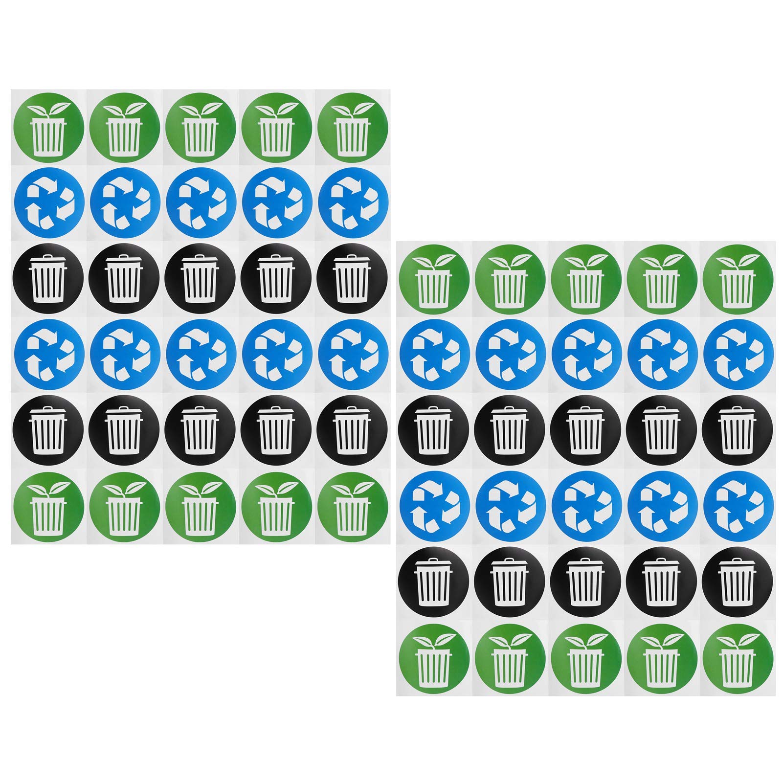60Pcs Recycle Sticker Compost Sticker Reusable Easy to Tear and Stick Large Patterns Trash Sticker for Waste Box Recycling Station Wall Trash Can