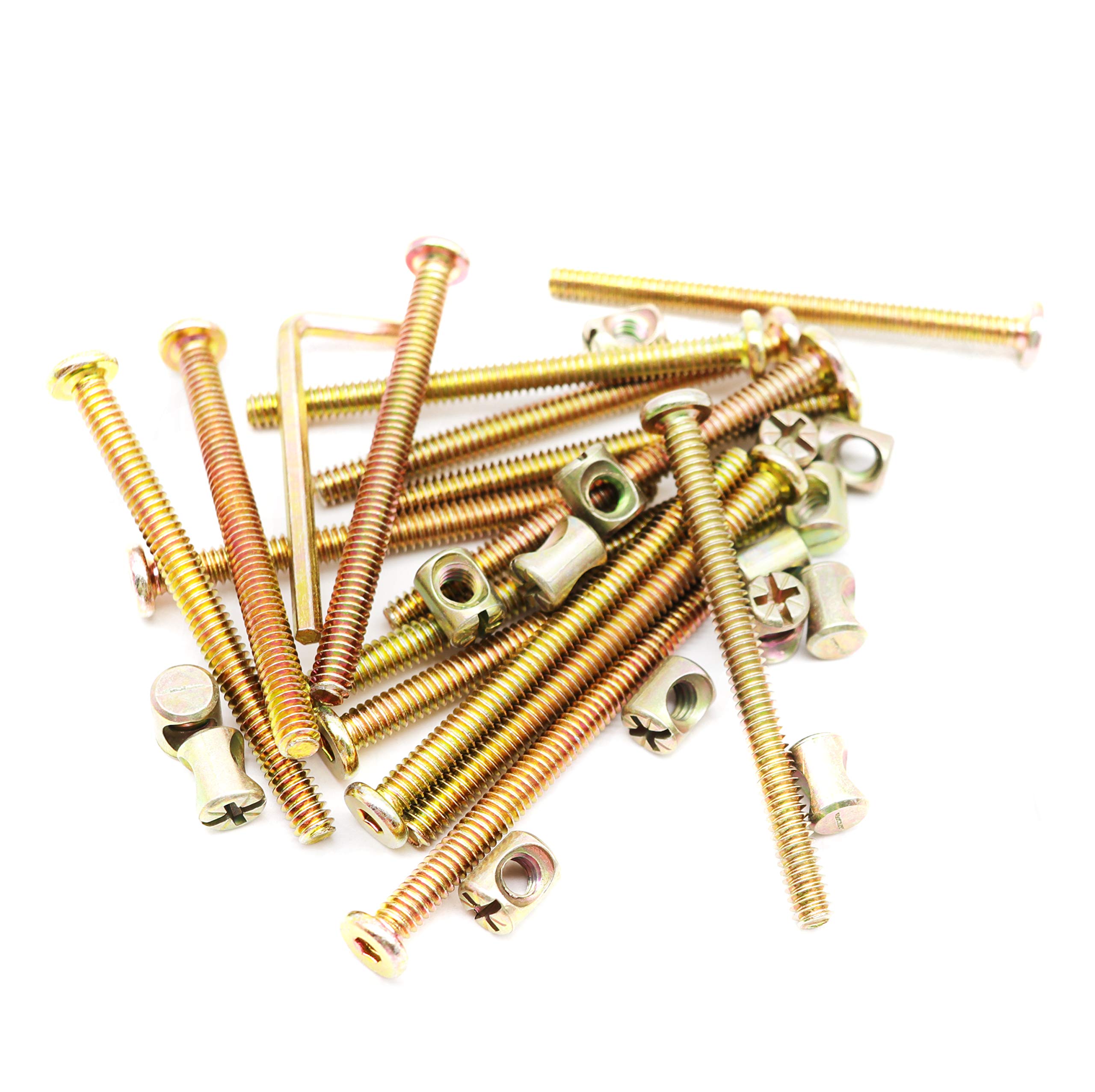 binifiMux 15-Pack 1/4-20 x 3 Crib Screws, Zinc Plated Hex Socket Cap Bolts Barrel Nuts for Bunk Bed Cots Chiars Furniture