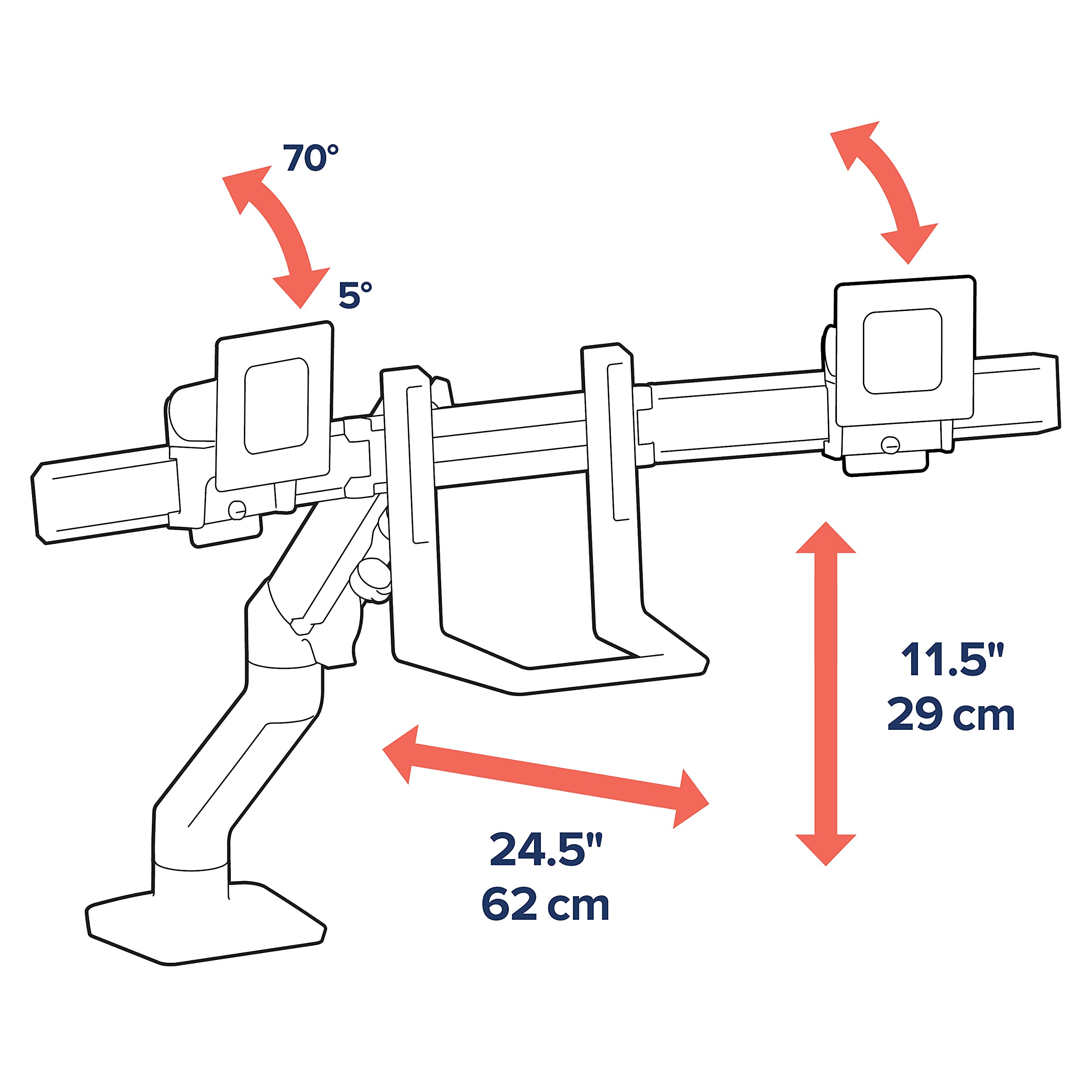 Ergotron – HX Dual Monitor Arm, VESA Desk Mount – for 2 Monitors Up to 32 Inches, 5 to 17.5 lbs Each – Matte Black