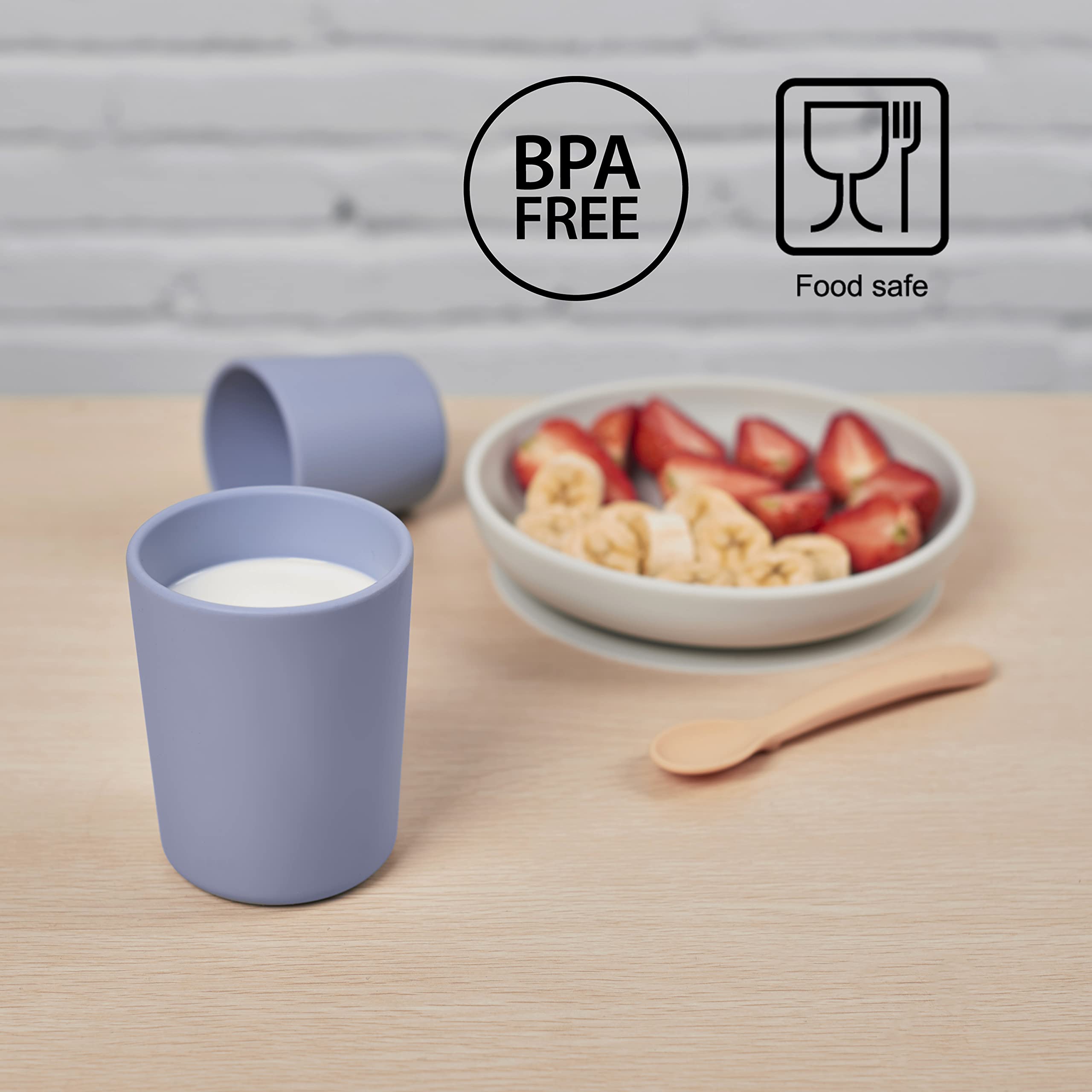 Silicone Baby Cup 2Pack, Silicone Cup for Toddlers, Baby Open Cup BPA/Phthalate Free, Shatter Proof. (Gray)