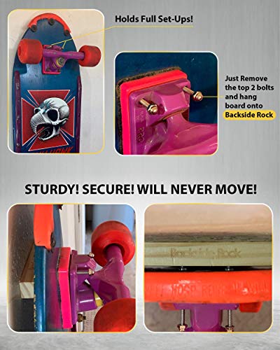 LN Backside Rock Skateboard Hooks | Premium Wall Hanger Setup | Skate Holder Rack Display | Vertical and Horizontal Hook | Deck and Full Setup for Heavy Duty Quality. (01)