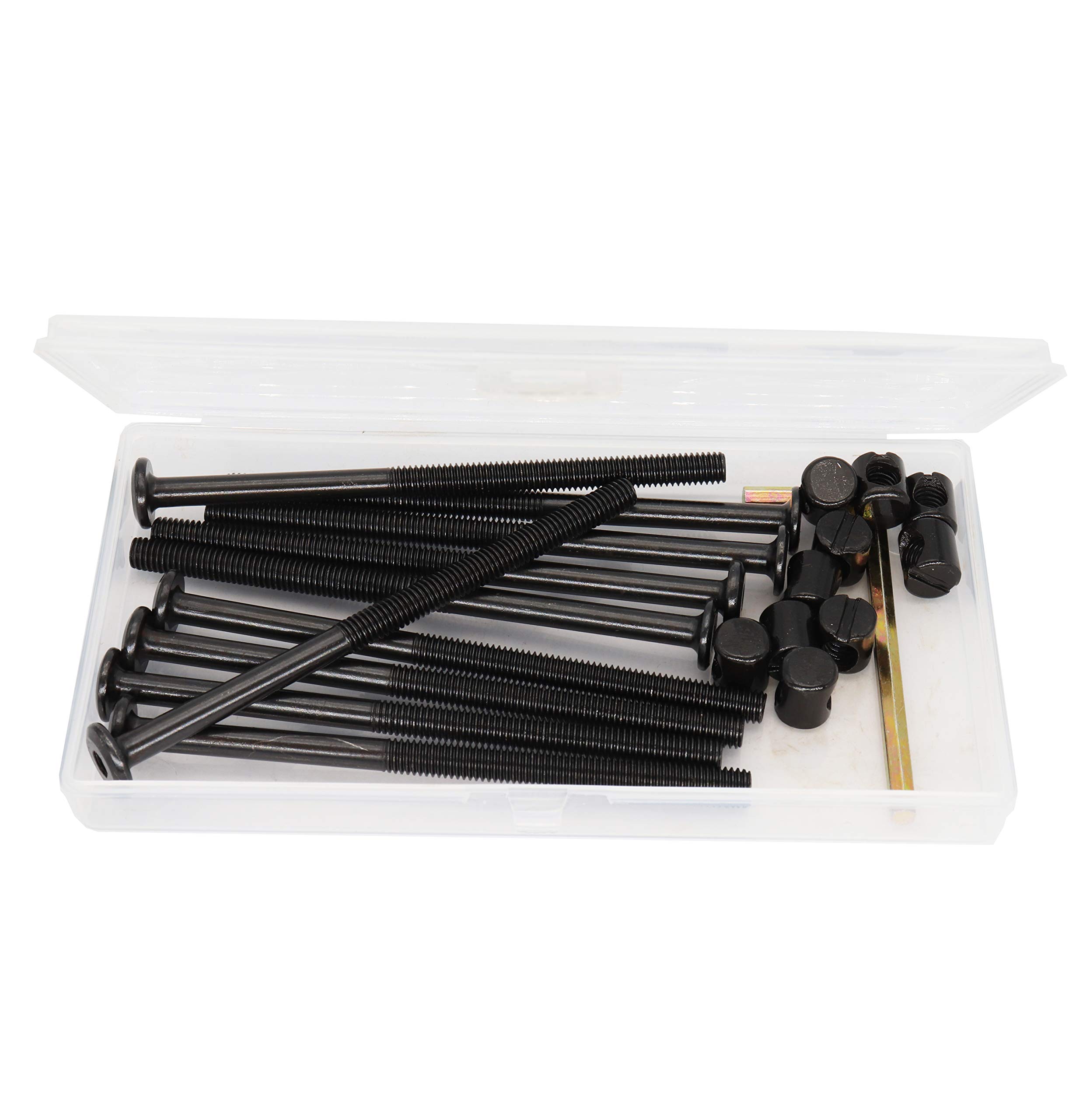 binifiMux M6 x 100mm Bunk Bed Bolts,IKEA Bedframe Bolts, IKEA Headboard Bolts, Bed Bolt M6 Barrel Nut, Black Bolts for IKEA Chairs, Pack of 10