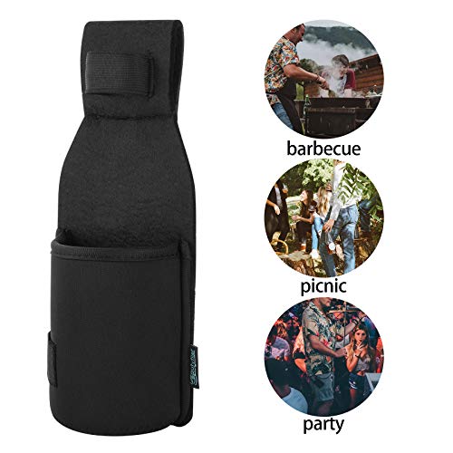 Beautyflier Outdoor Drink Hip Holder Handmade Neoprene Single Bottle Can Beverage Holder Black