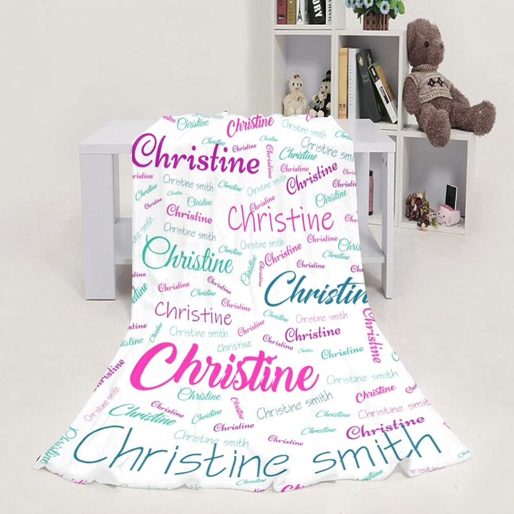 XJone Custom Personalized Baby Blanket with Name for Girls, Customized Floral Baby Name Blankets for Infants Newborns Babies