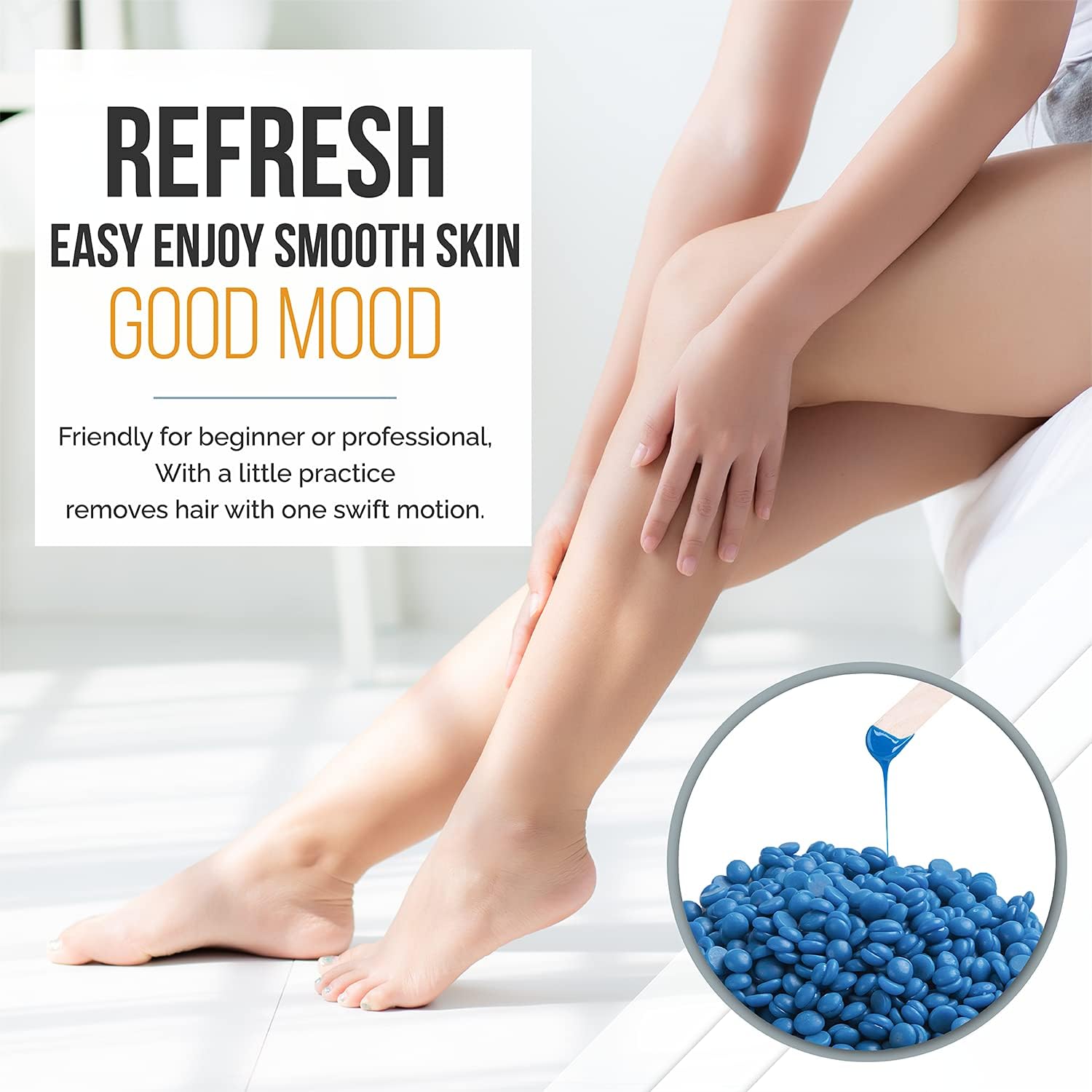 SILMII Waxing Kit for Hair Removal,Home Wax Warmer,Home Waxing Kit for Eyebrow, Legs, Armpit, Face Waxing with 14oz Wax Beads & 20 Wax Sticks