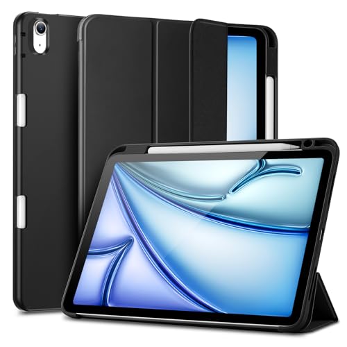 ESR for iPad Air 11 Inch Case M2 2024, iPad Air 6th/5th/4th Gen(2024/2022/2020) with Pencil Holder, Trifold Stand Case for iPad Air 5/4 with Flexible Back, Auto Sleep and Wake, Rebound Series, Black