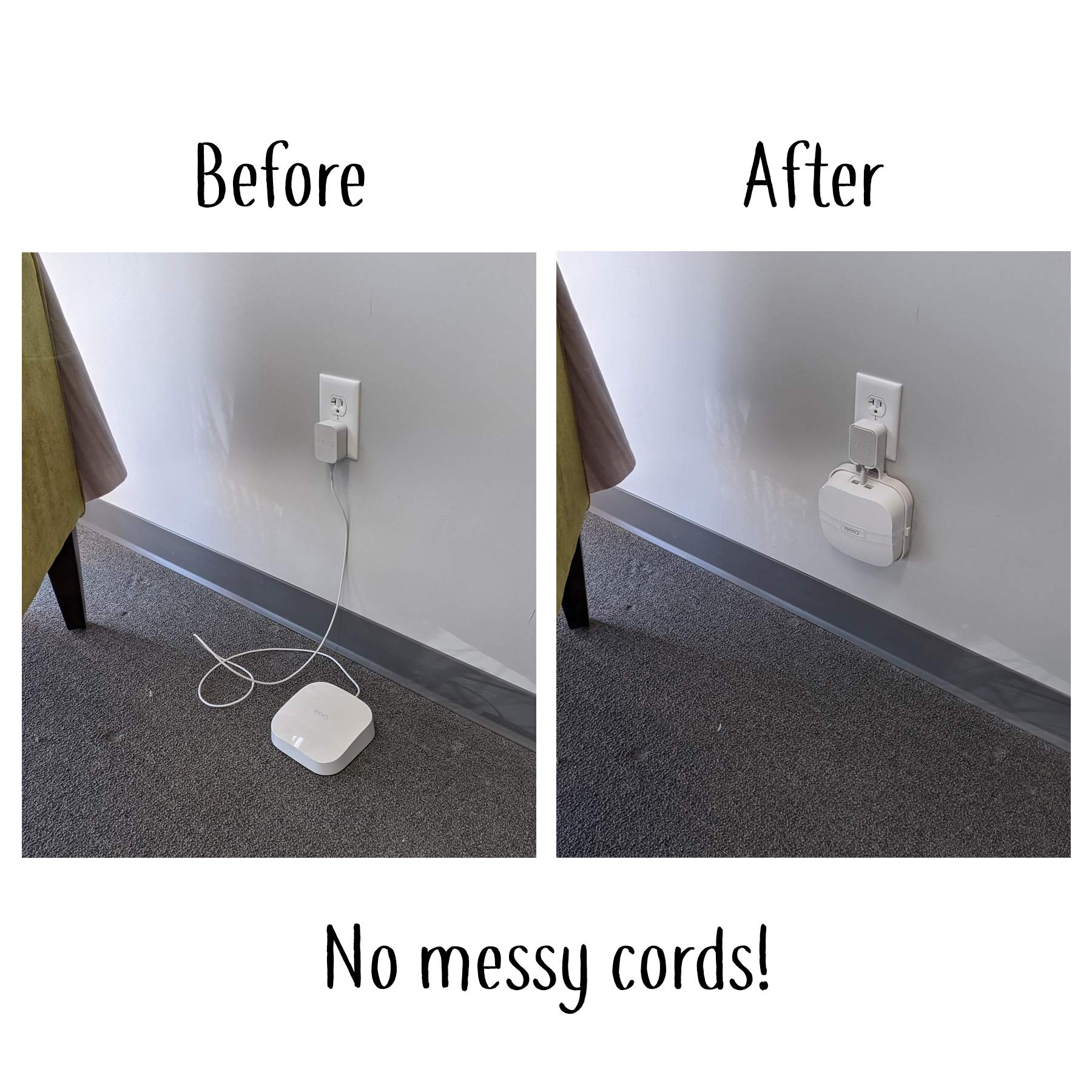 The eero Pro Genie for eero Pro 6/6E Wall Mount Outlet Holder Stand (1-Pack) | Low Profile | Open Access | Multiple Install Options | Reinforced Support | Horizontal Outlets | Does Not Include Router