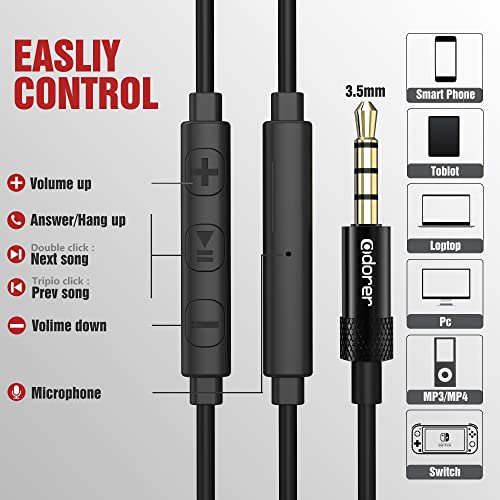 adorer Wired Earphones, EM20 Ergonomic Comfort-Fit in-Ear Headphones with Microphone and Volume Control, Powerful Bass Noise Isolating Earbuds for iPhone iPad iPod Samsung MP3/MP4 Player