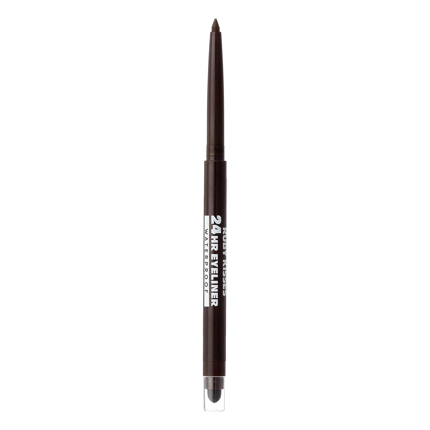 Ruby Kisses Waterproof Eyeliner, 24HR Waterproof Long-Lasting Mechanical Eyeliner Pencil with Built-in Sharpener, Smudgeproof 3 Pack (Dark Brown)