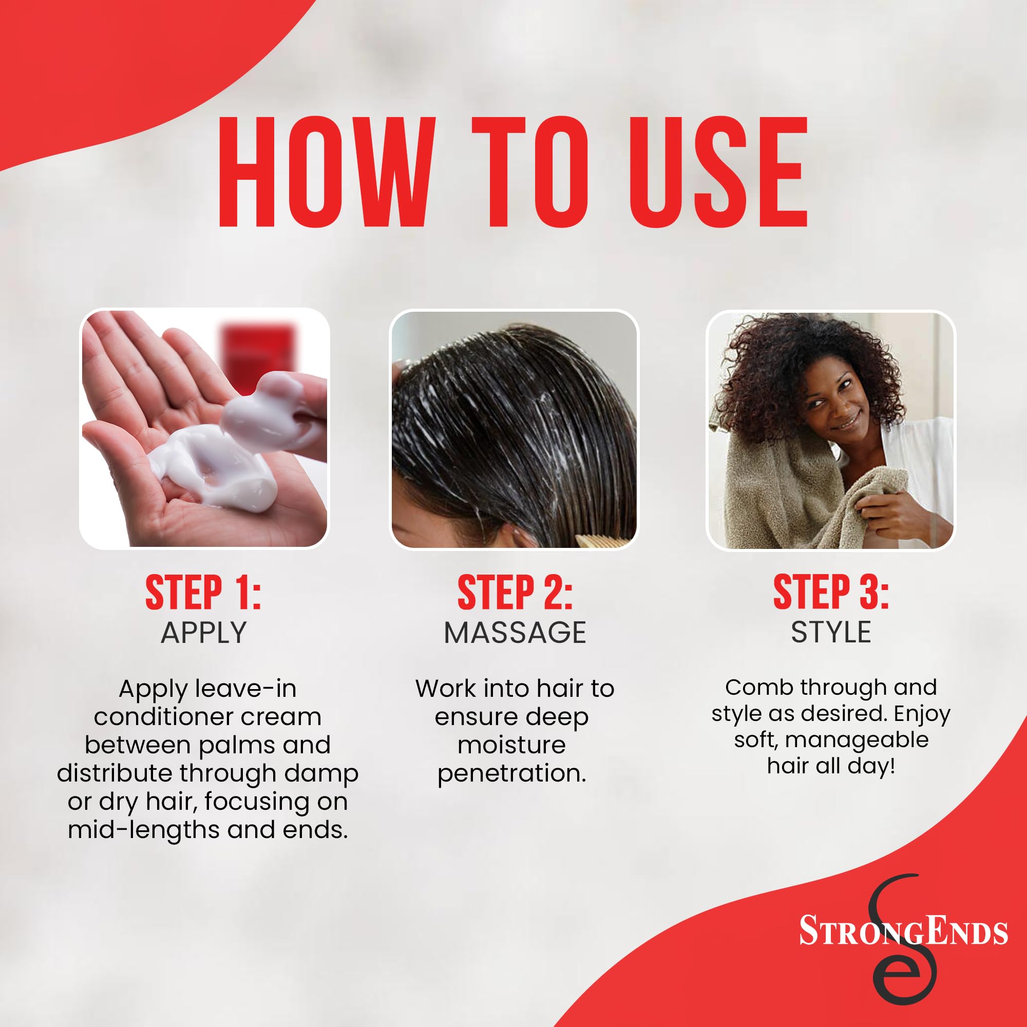 Biocare StrongEnds Moisturizing Leave-In Conditioner & Detangler Cream, Miracle Repair for All Hair Types & Hair Styles - Prevents Split Ends & Breakage, Infused with Honey & Shea Butter, 16 oz.
