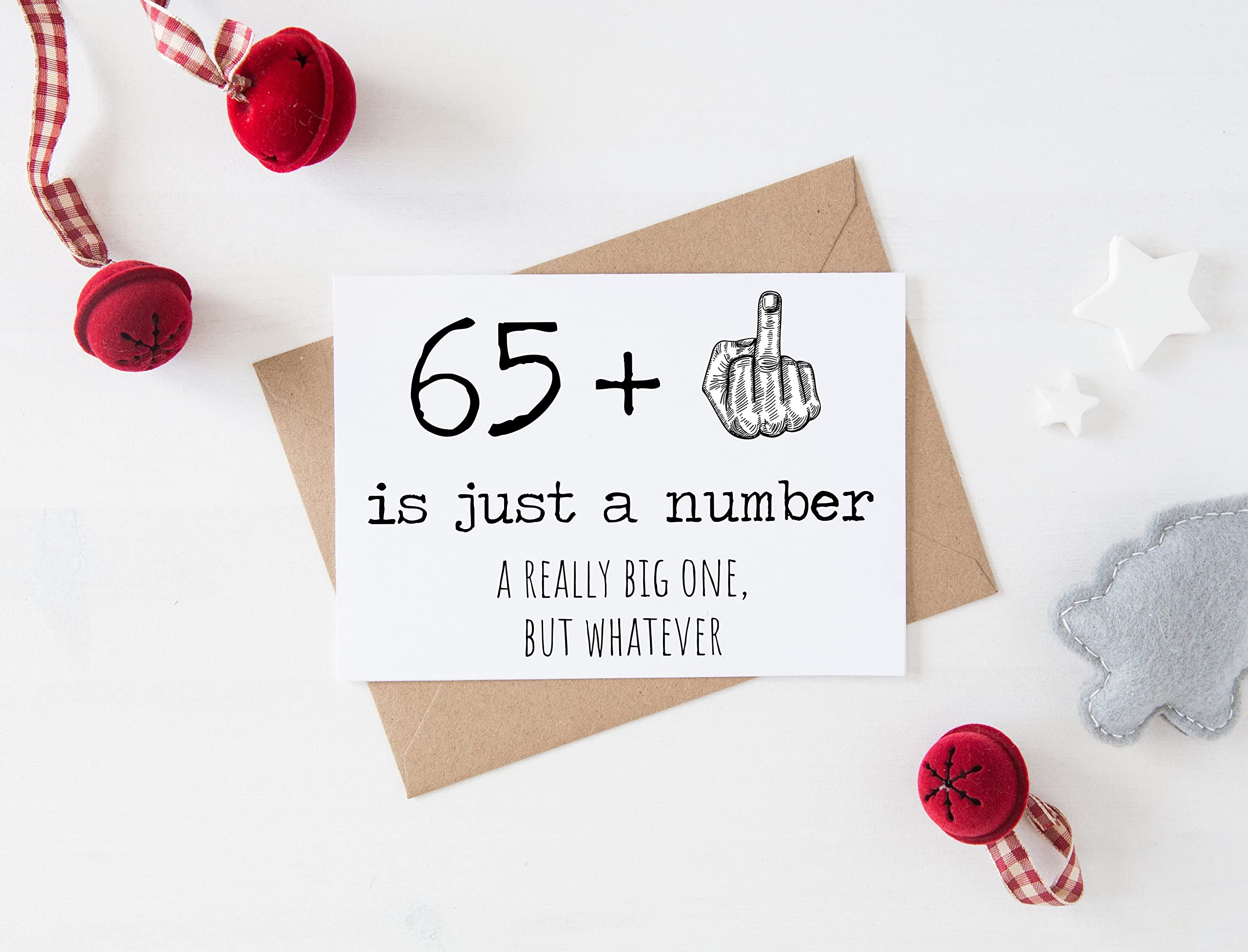 66th Birthday Card - 66 Is Just A Number A Really Big One But Whatever - 66 Year Old Birthday Card - Funny Birthday - Rude 66th Birthday Card - 65 + Middle Finger - Snarky Humor - Funny Adult Card