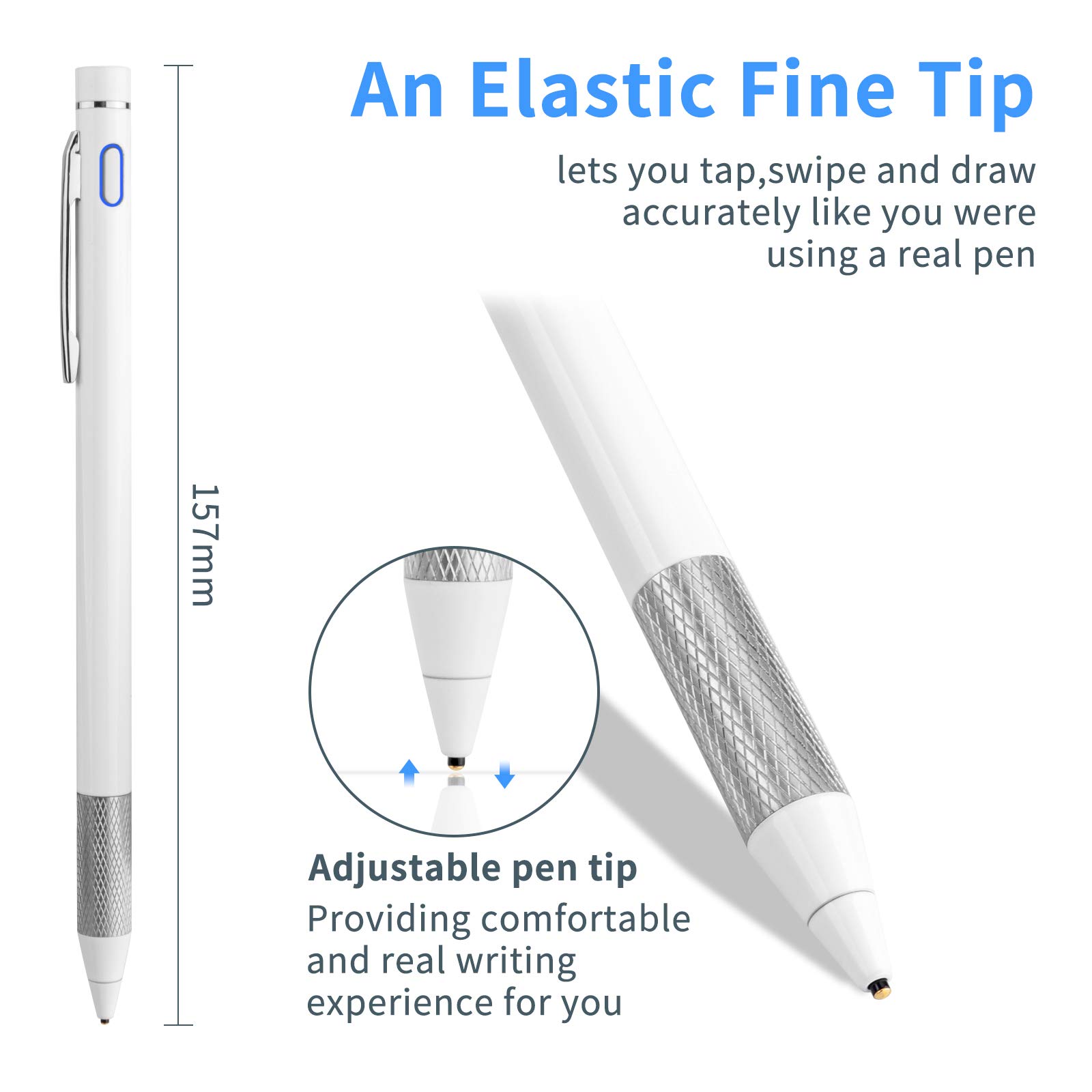 Stylus Pencil for iPad 9.7 iPad Pro 10.5 Inch Pen,Minilabo Touch Screens Active Stylus Digital Pen with 1.5mm Fine Tip Stylist Pen for iPad 9.7 iPad Pro 10.5 Inch Drawing and Writing Pencil,White