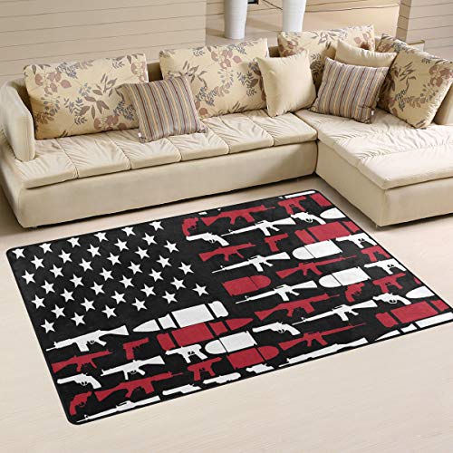 Ainans Gun Country USA Flag Area Rug Carpet Non-Slip Floor Mat Doormats for Living Room Bedroom 60 x 39 inches