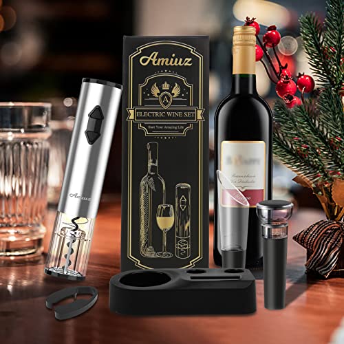 AMIUZ Electric Wine Opener, Battery Operated Corkscrew, Automatic Bottle Opener, Wine Gift Set