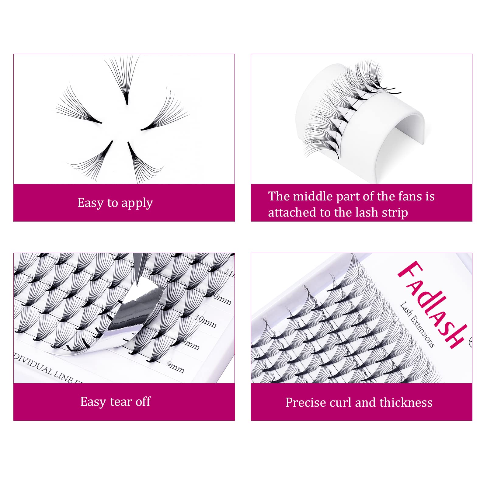 Lash Extension 10D 0.07 Premade Fans Eyelash Extensions D Curl Mix Tray Volume Short Stem (10D-0.07-D, 8-14mm Mix)