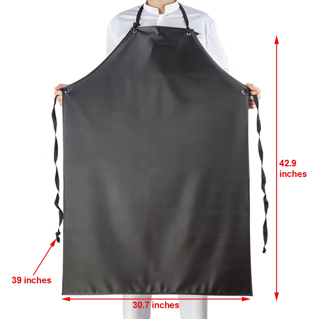 ETBOL Chemical Resistant Vinyl Apron - Black Plus Size Unisex PVC Aprons for Dishwashing,Dog Grooming,Gardening,Fish Cleaning,Lab Work