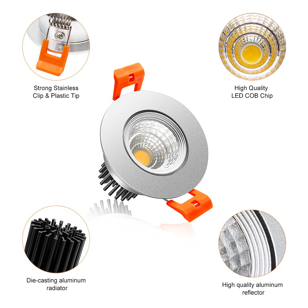 2Inch LED Recessed Ceiling Light, 3W Dimmable LED Downlight