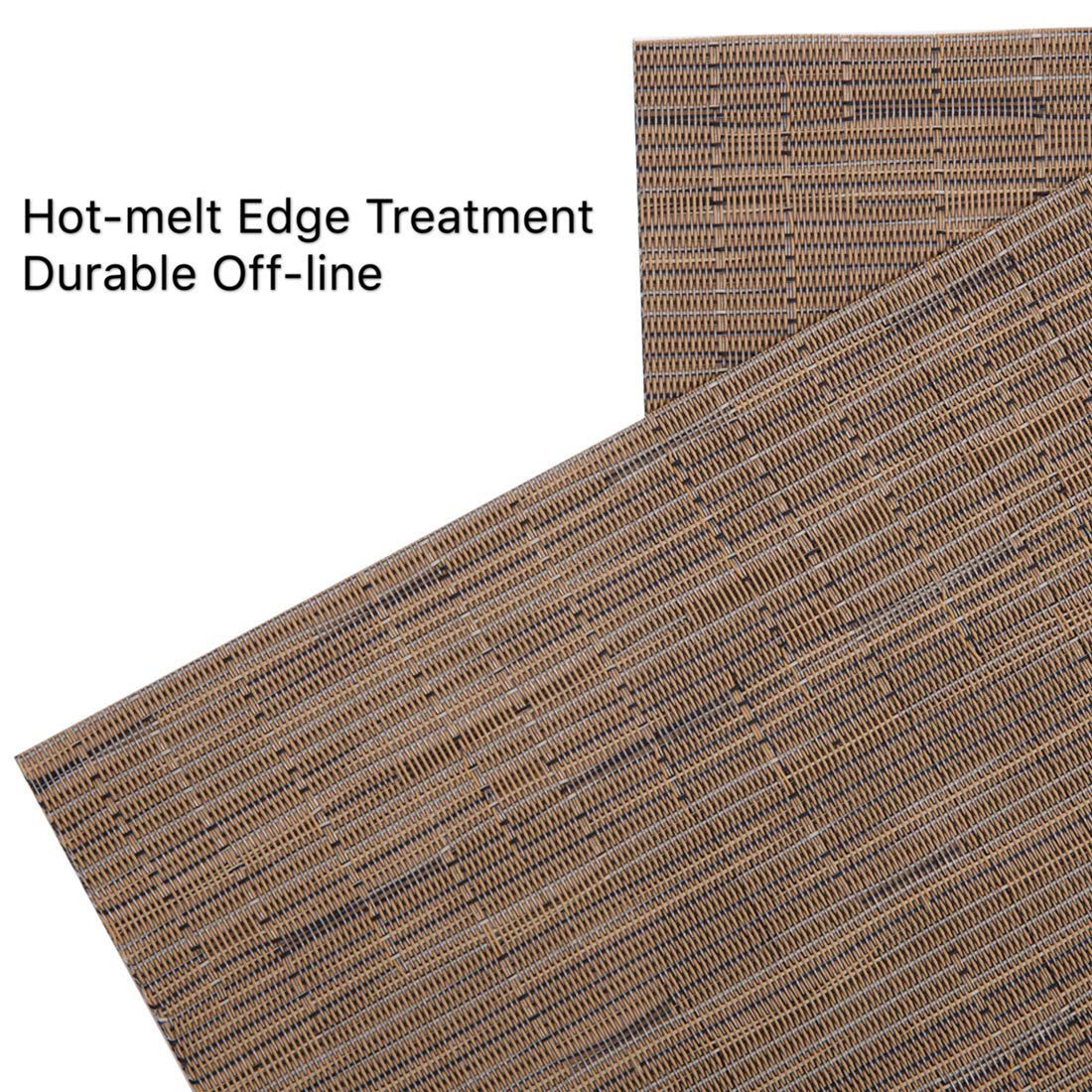 Myir JUN Place Mats, Table Mats Set of 8 Indoor Placemats Washable Non-Slip Heatproof Woven Placemats for Dining Table Fabric Place Mat PVC (Light Brown, Set of 8)
