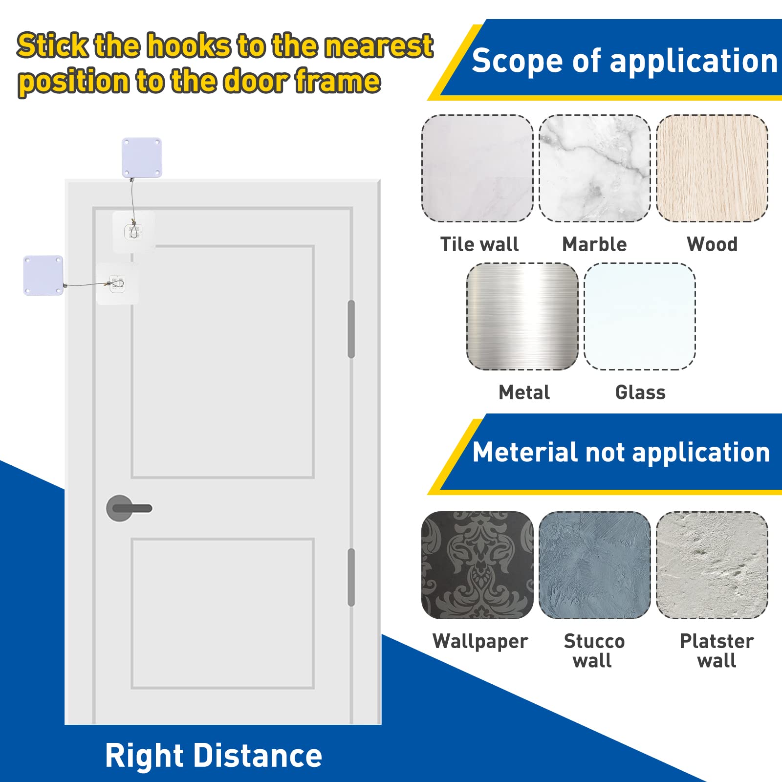 2 Pcs Punch-Free Automatic Sensor Door Closer, 1200g Multifunctional Sliding Screen Automatic Door Closer with Steel Drawstring, Storm Closer Door for Internal, Home Residential, Bathroom, Bedroom
