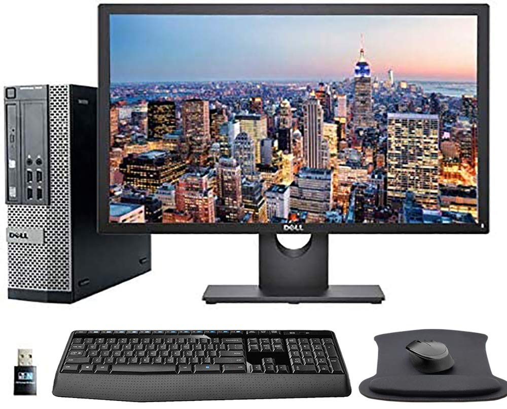 Dell Optiplex 7010 PC with 24 FHD Dell Monitor, Wireless Keyboard, WiFi, Intel i5, 8GB Memory, 240GB SSD Storage, Windows 10 (Renewed)